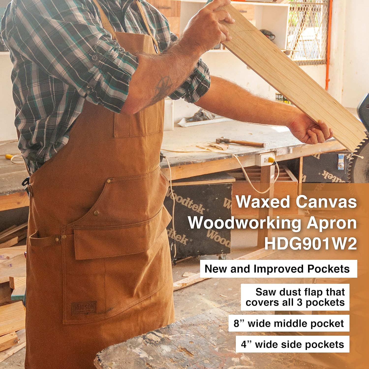 Hudson Durable Goods - Woodworker Apron - Waxed Canvas Shop Apron (Brown)