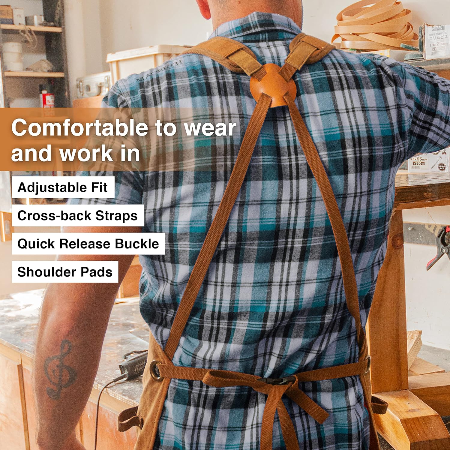 Hudson Durable Goods - Woodworker Apron - Waxed Canvas Shop Apron (Brown)